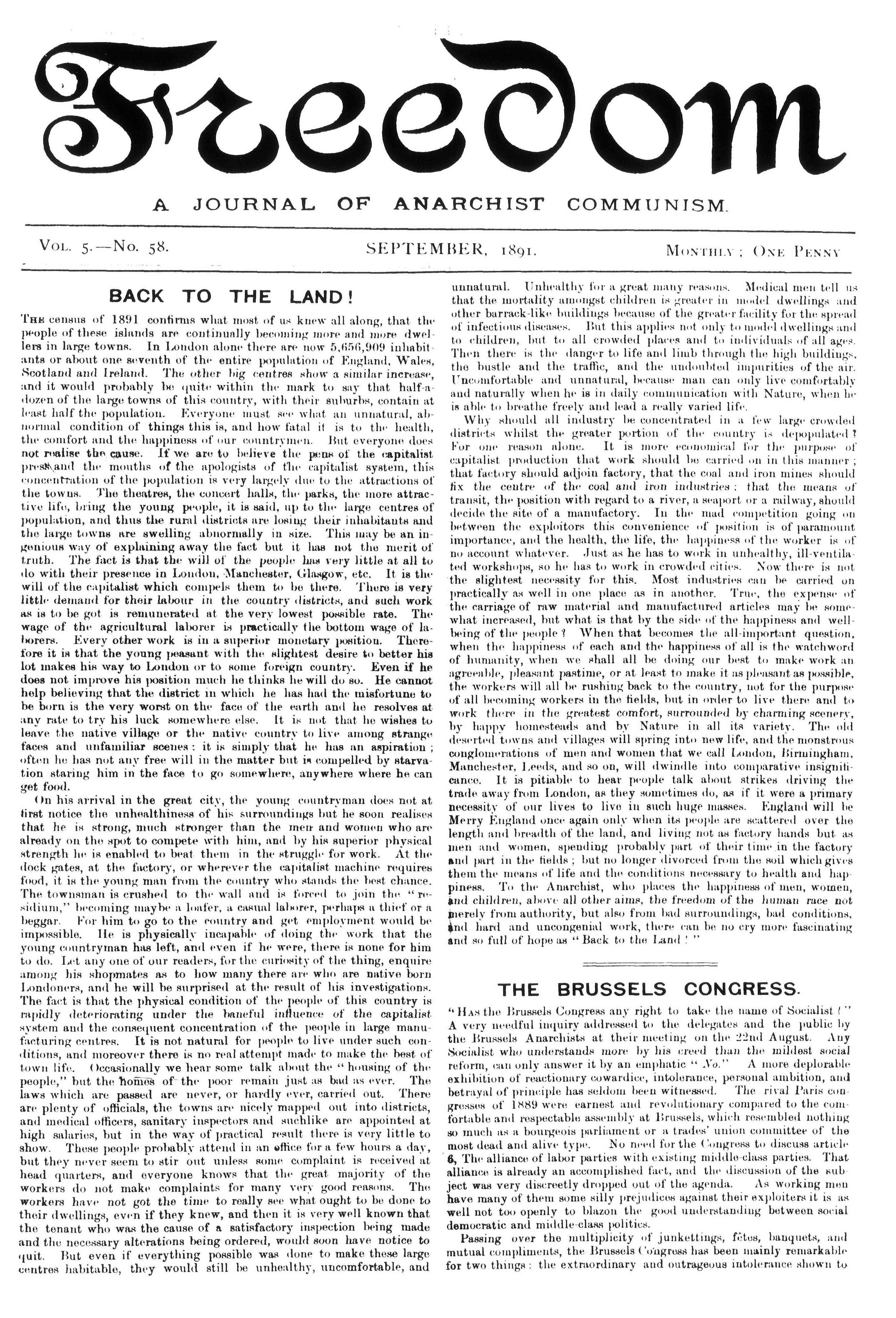 Freedom vol 5. no 58 (September 1891) | libcom.org